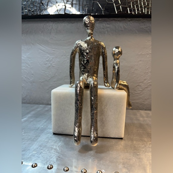 Accents | 1 Metal Sculpture Of Dad And Son Sitting Together | Poshmark